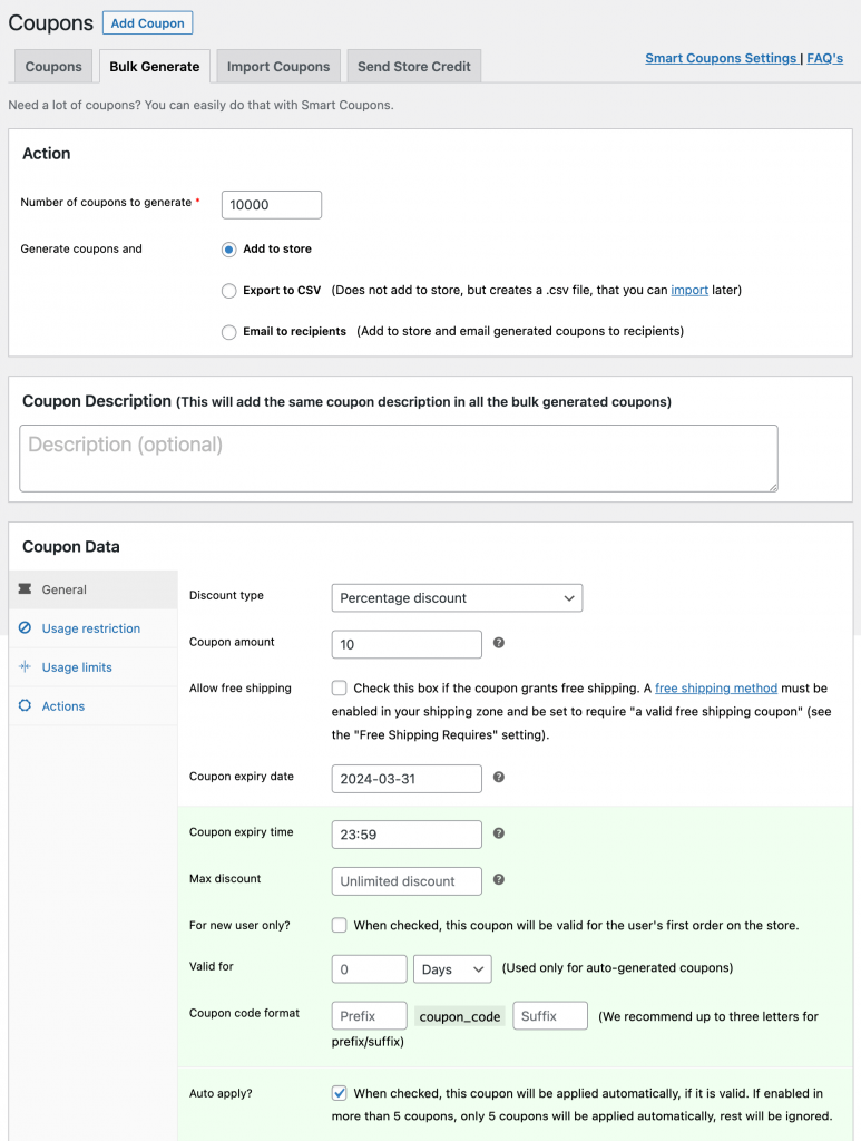 Advanced WooCommerce Coupon Code Generator Plugin