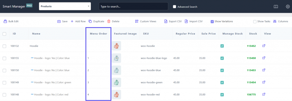 How to Reorder WooCommerce Product Variations in the admin view? - StoreApps